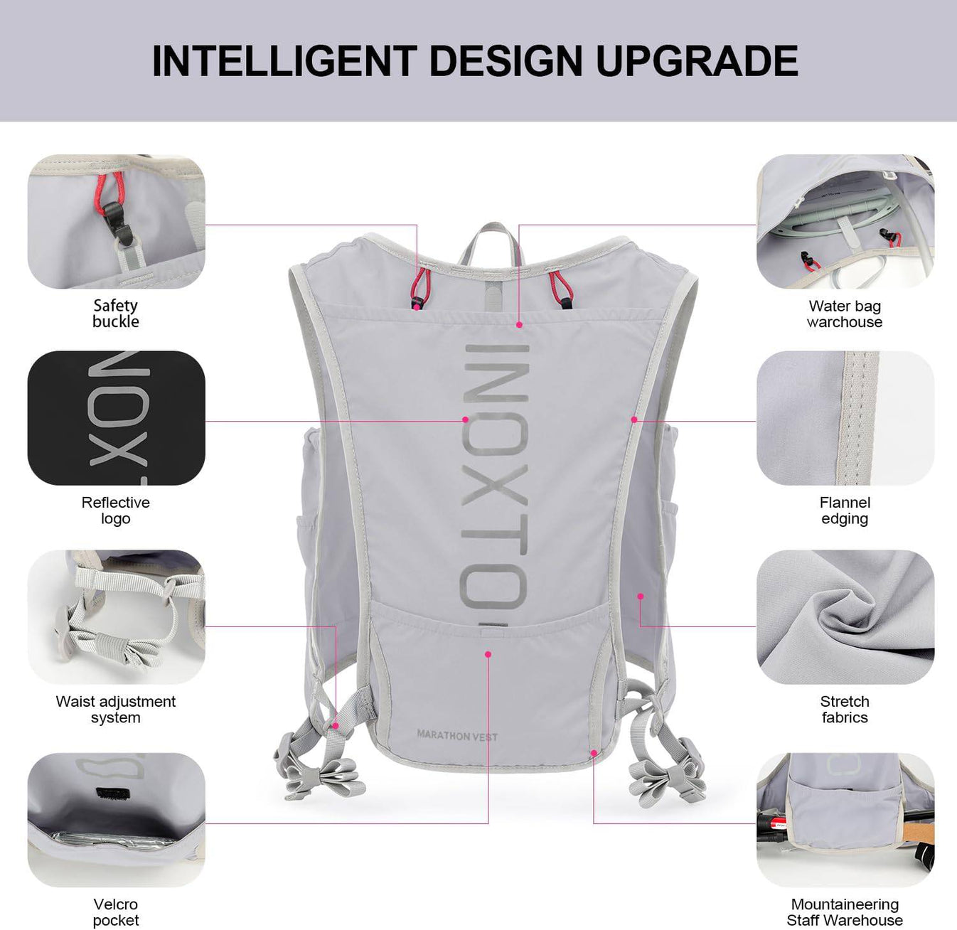 INOXTO Running Hydration Vest Backpack,Lightweight Insulated Pack with ...